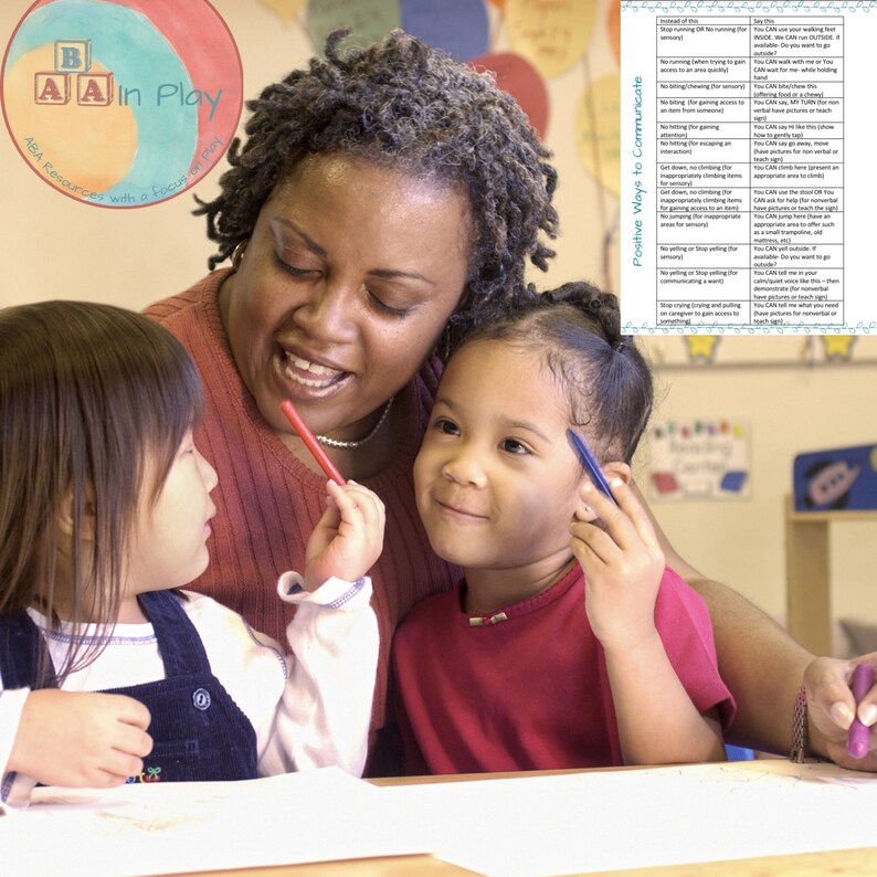 Positive Ways to Communicate, ABA Say This Instead of That, Autism ...