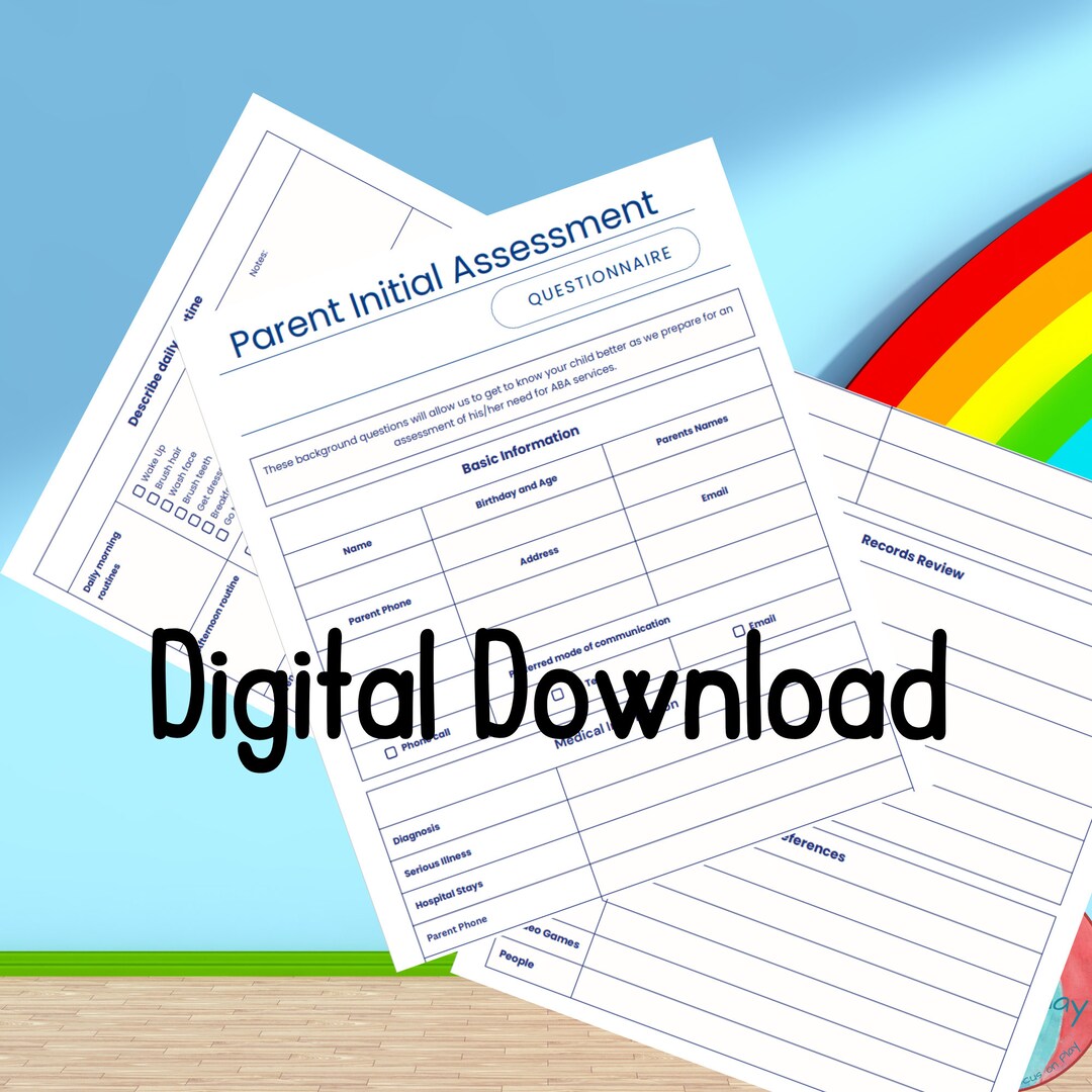 ABA Parent Quesionaire for Initital Intake, Inital Client Intake ...