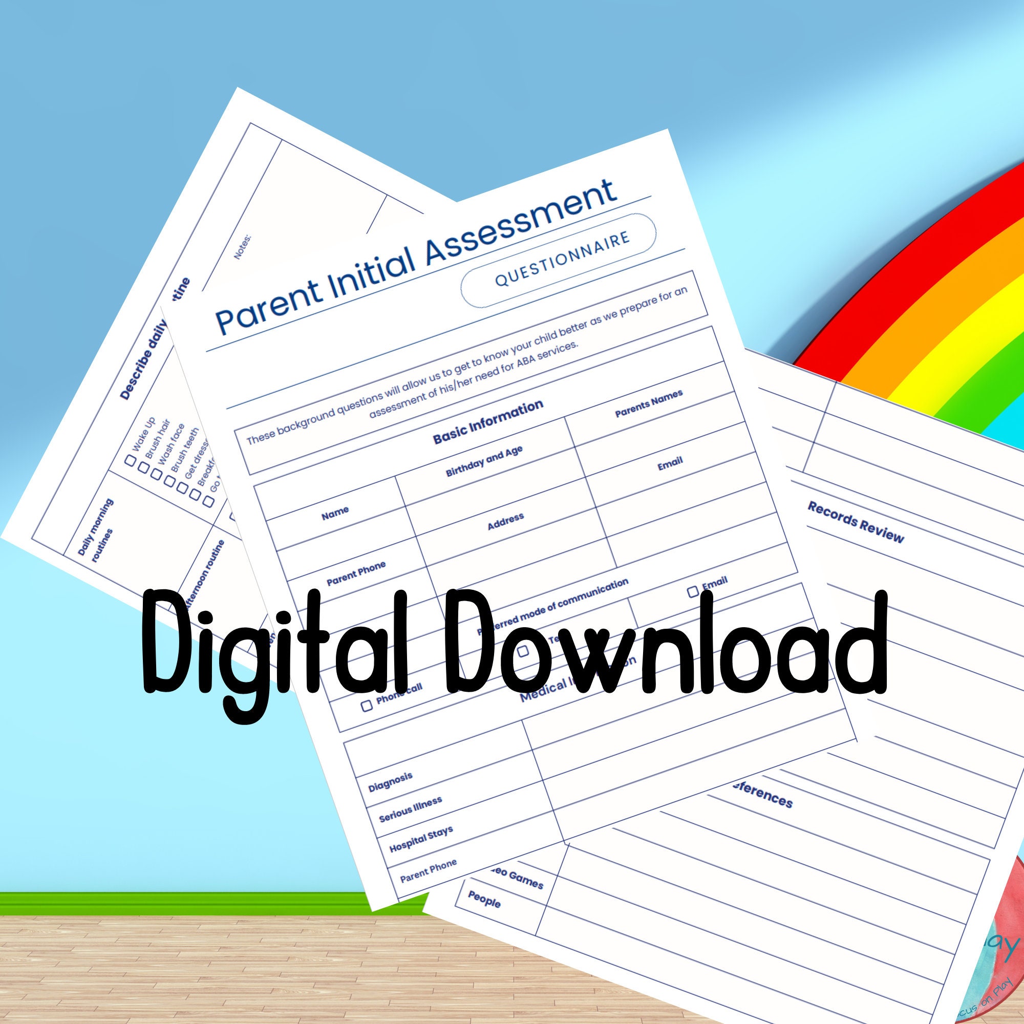 ABA Parent Quesionaire for Initital Intake, Inital Client Intake ...
