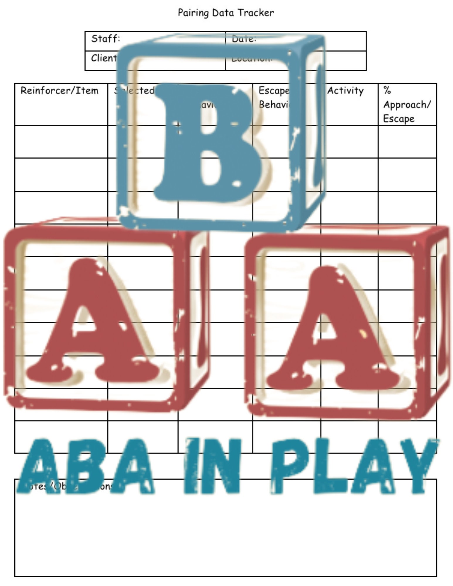 ABA Pairing Tracker, Pairing Checklist, and Free Operant Preference ...
