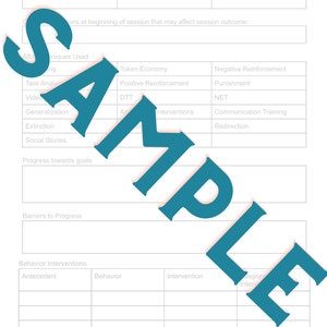 ABA Data Tracker and Session Note Sheets With Examples for Rbts and ...