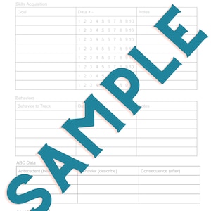 ABA Data Tracker and Session Note Sheets With Examples for Rbts and ...