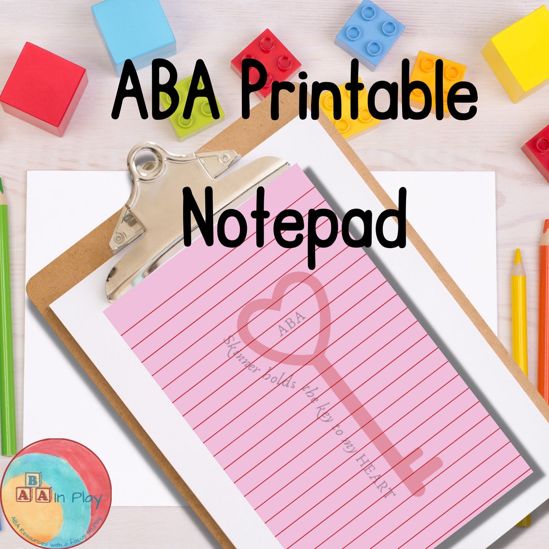 ABA Printable Notepad, ABA Session Notepad, Valentine Themed Notepad ...