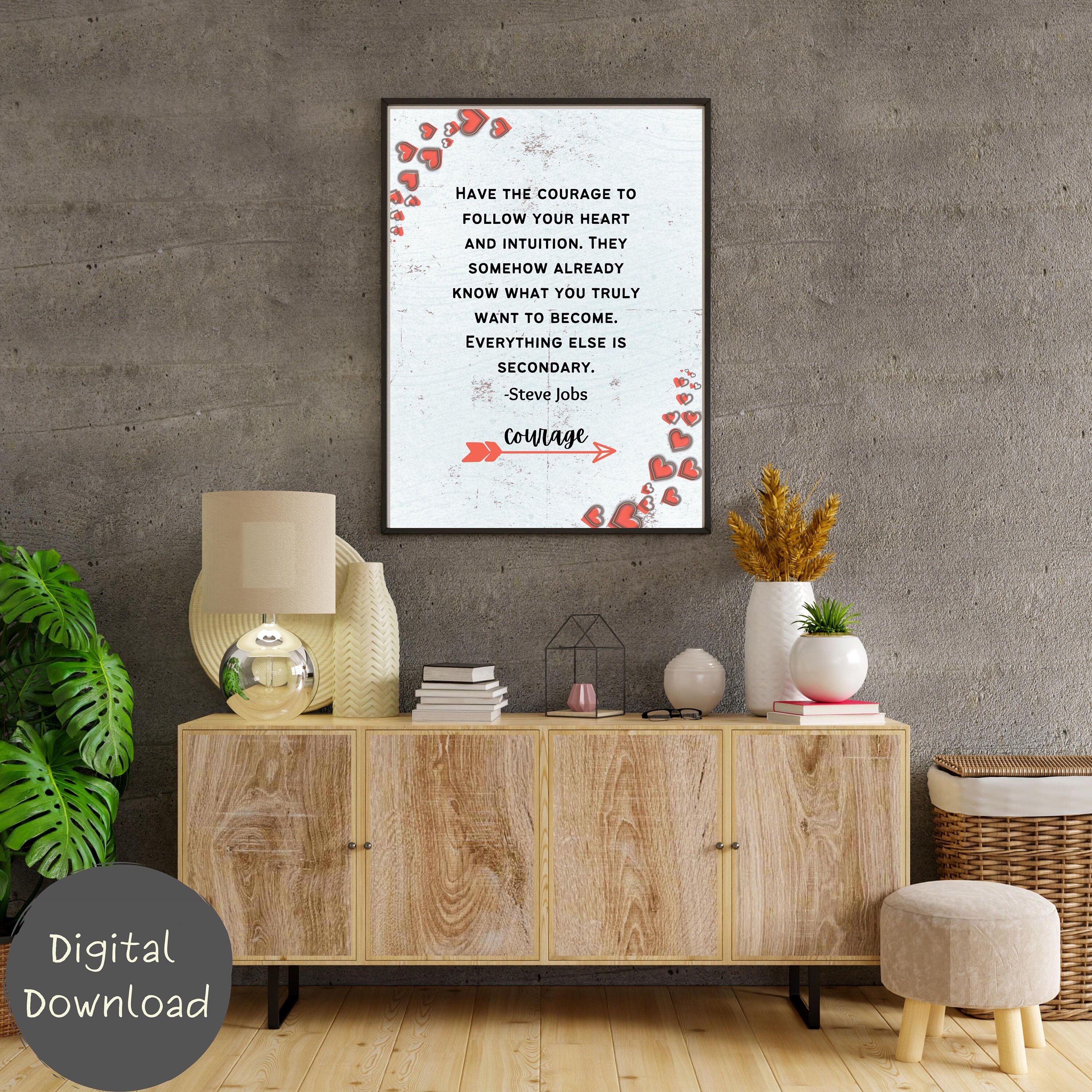 Steve Jobs Inspirational Printable Wall Art Follow Your Heart Wall Art ...