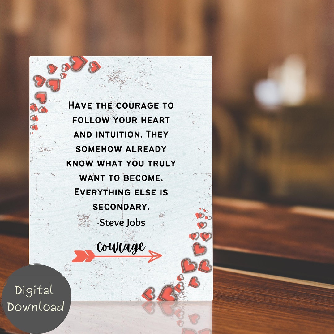 Steve Jobs Inspirational Printable Wall Art Follow Your Heart Wall Art ...