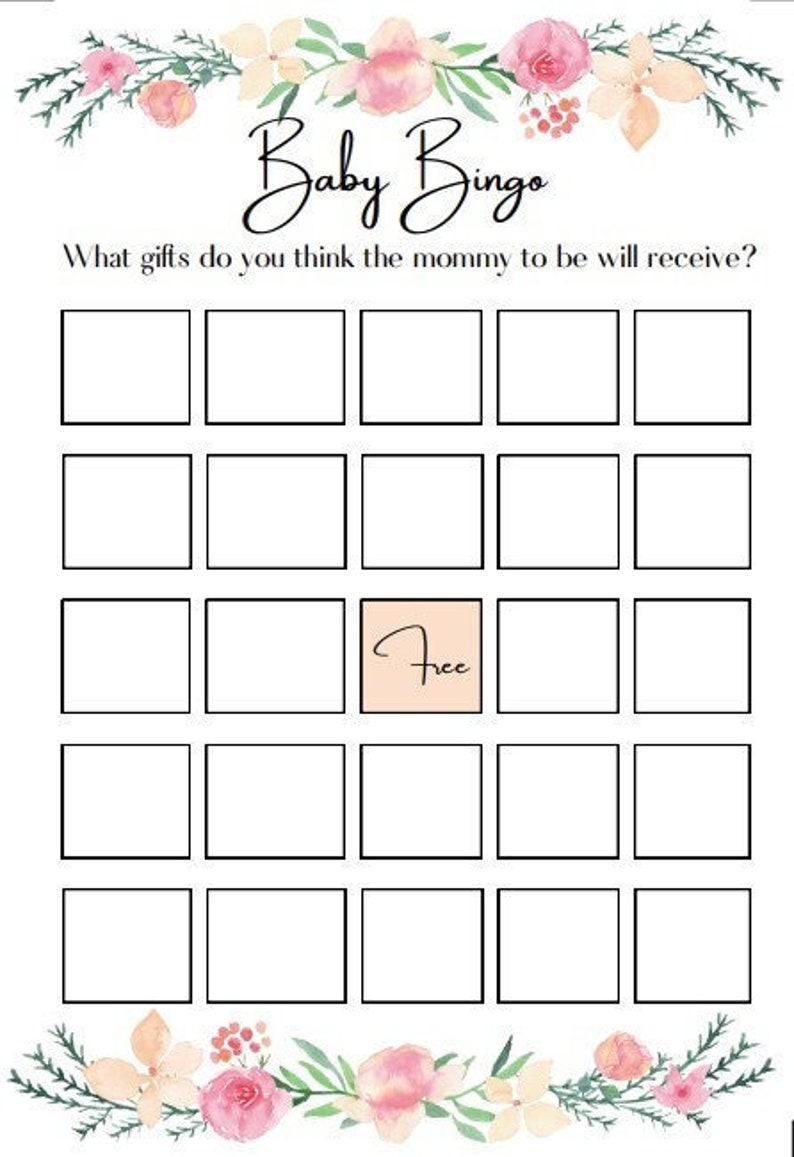 Pink Floral Baby Shower Games Printable, Baby Shower Games Bundle, Baby ...