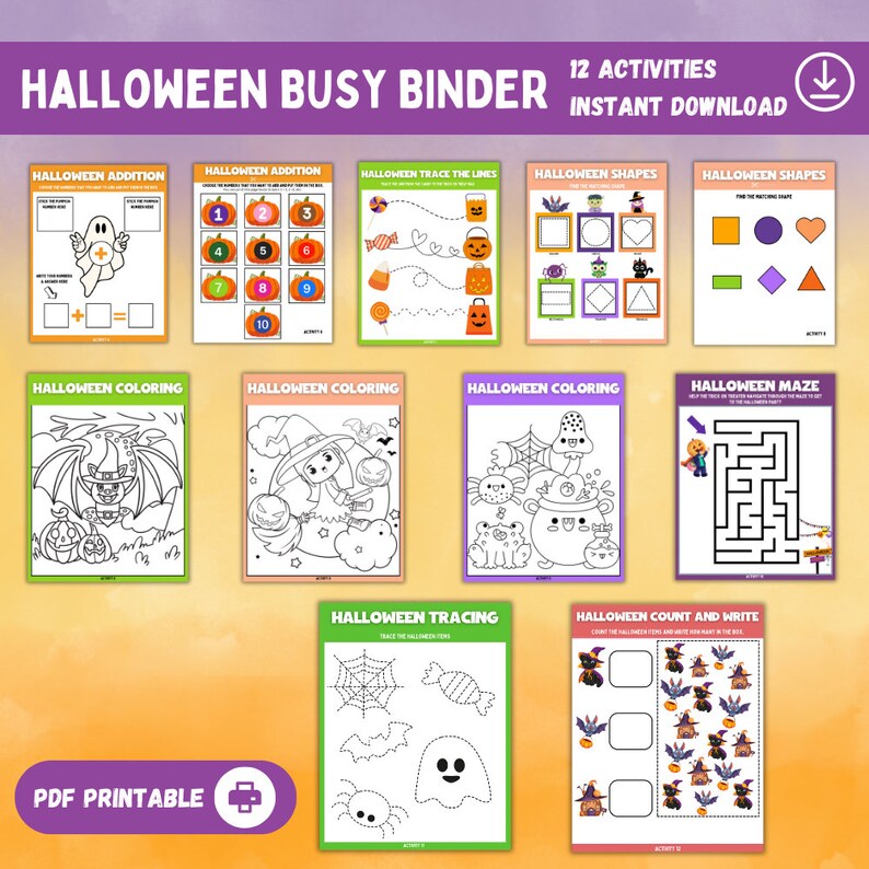 Halloween Kids Activity Bundle - Coloring, Math, Crafts, Maze & More ...