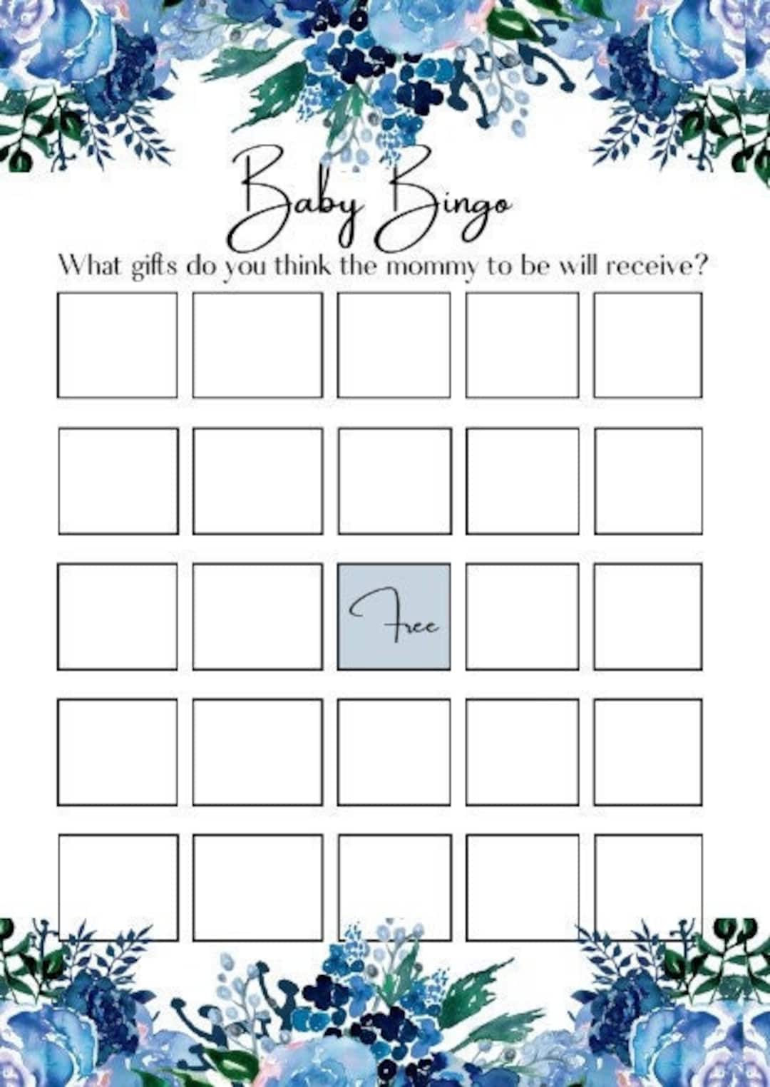Blue Floral Baby Shower Games Printable, Baby Shower Games Bundle, Baby ...