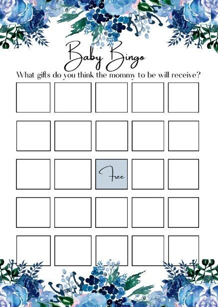 Blue Floral Baby Shower Games Printable, Baby Shower Games Bundle, Baby ...