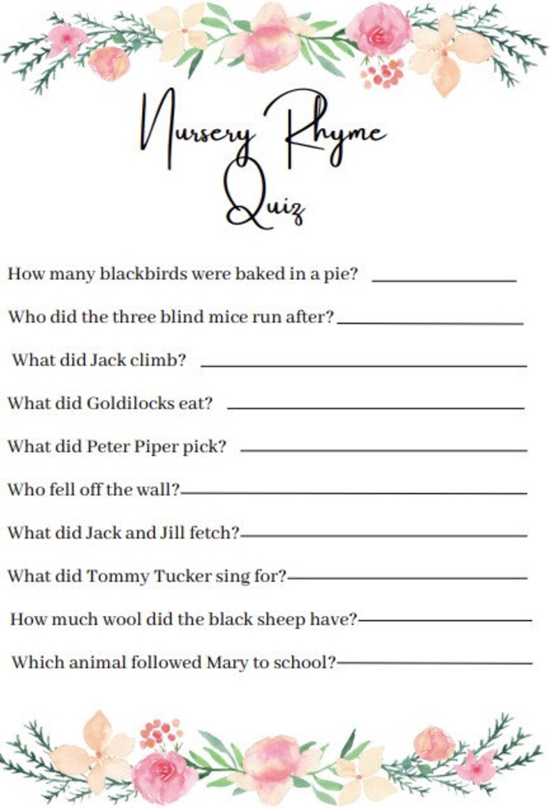 Pink Floral Baby Shower Games Printable, Baby Shower Games Bundle, Baby ...