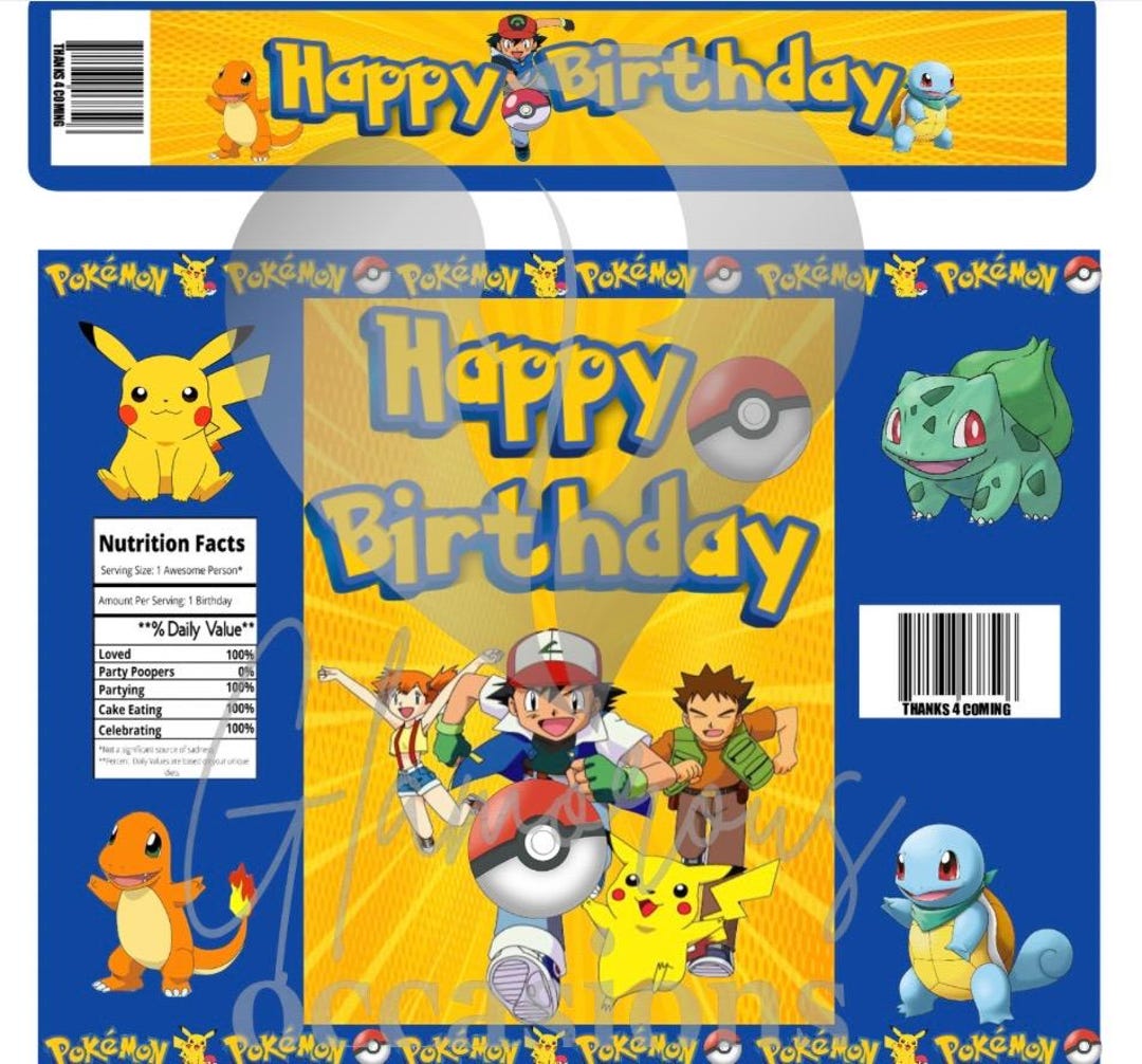 Pokémon Chip Bag and Water Bottle Template - Etsy