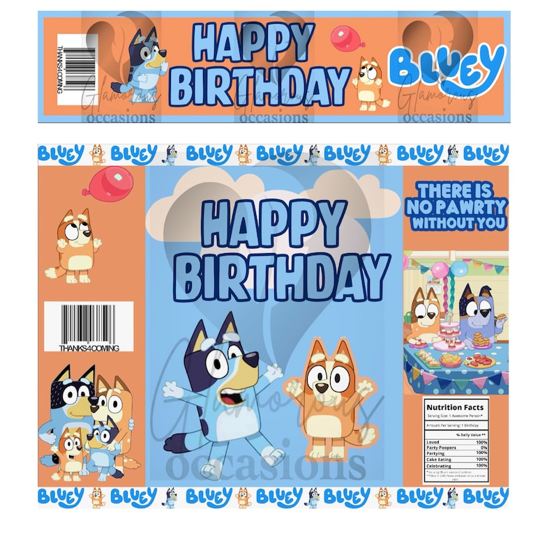 BLUEY Chip Bags and Bottle of Water Labels Printout - Etsy UK