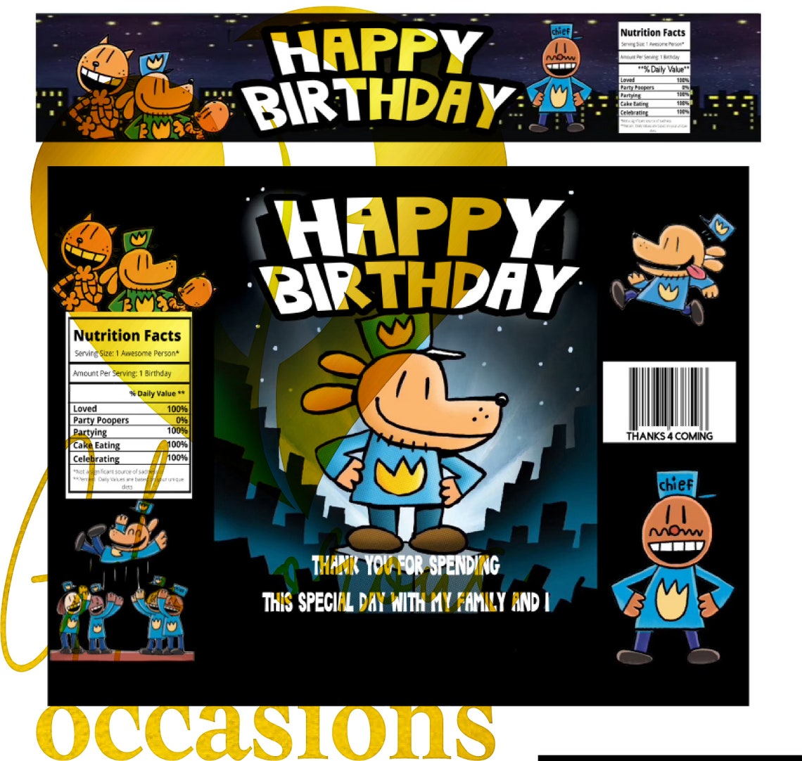 Dogman Party Favours Chip Bag Template and Water Bottle Labels - Etsy