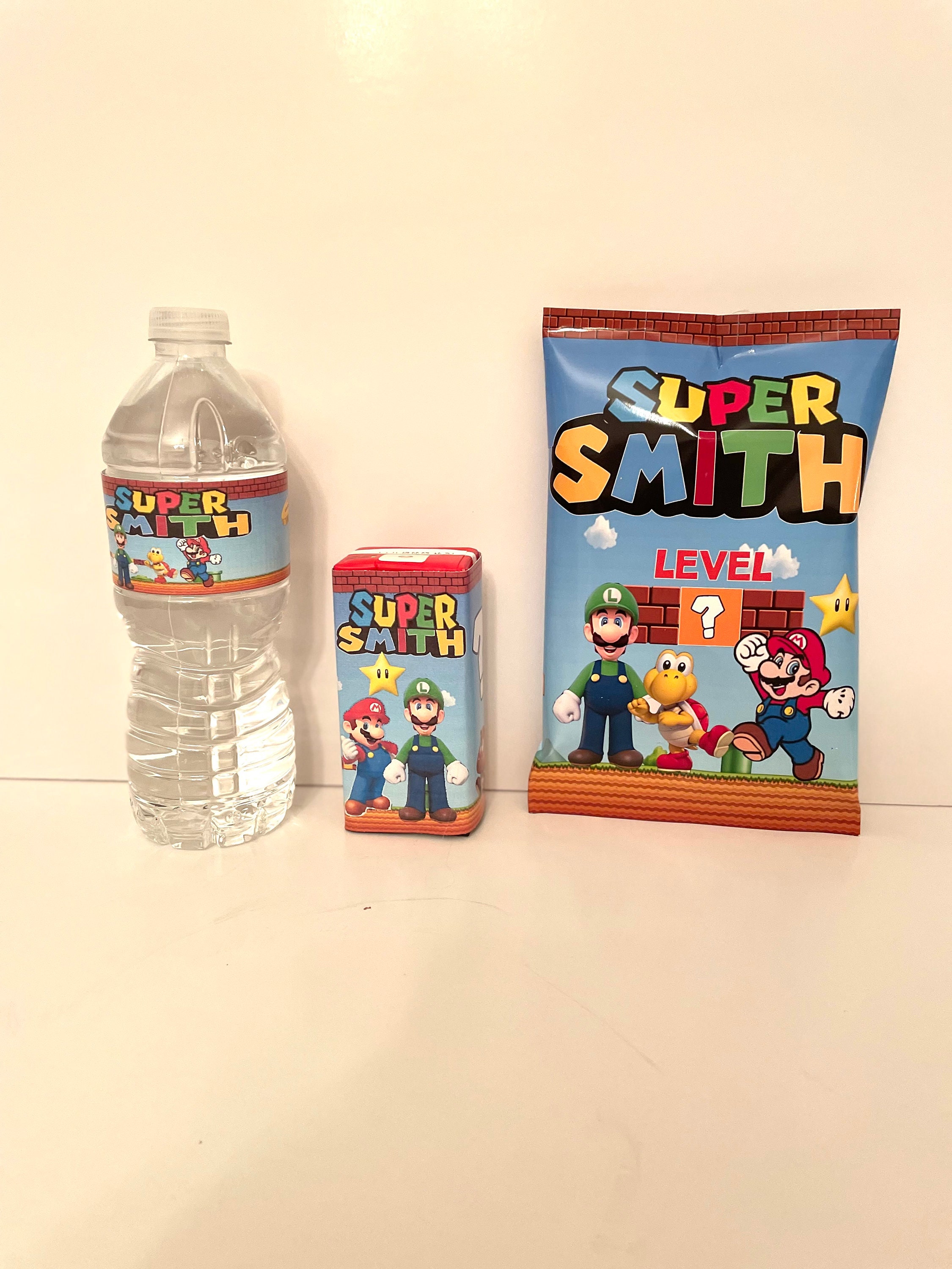 Super Mario Personalized Chip Bags /waterbottle/juicebox BUNDLE - Etsy
