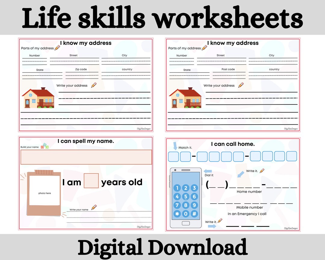 Life Skills Worksheets for Kid's, Printable Worksheets, I Can Write My ...