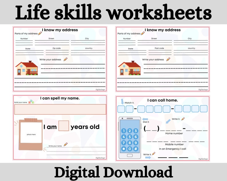 Life Skills Worksheets for Kid's, Printable Worksheets, I Can Write My ...