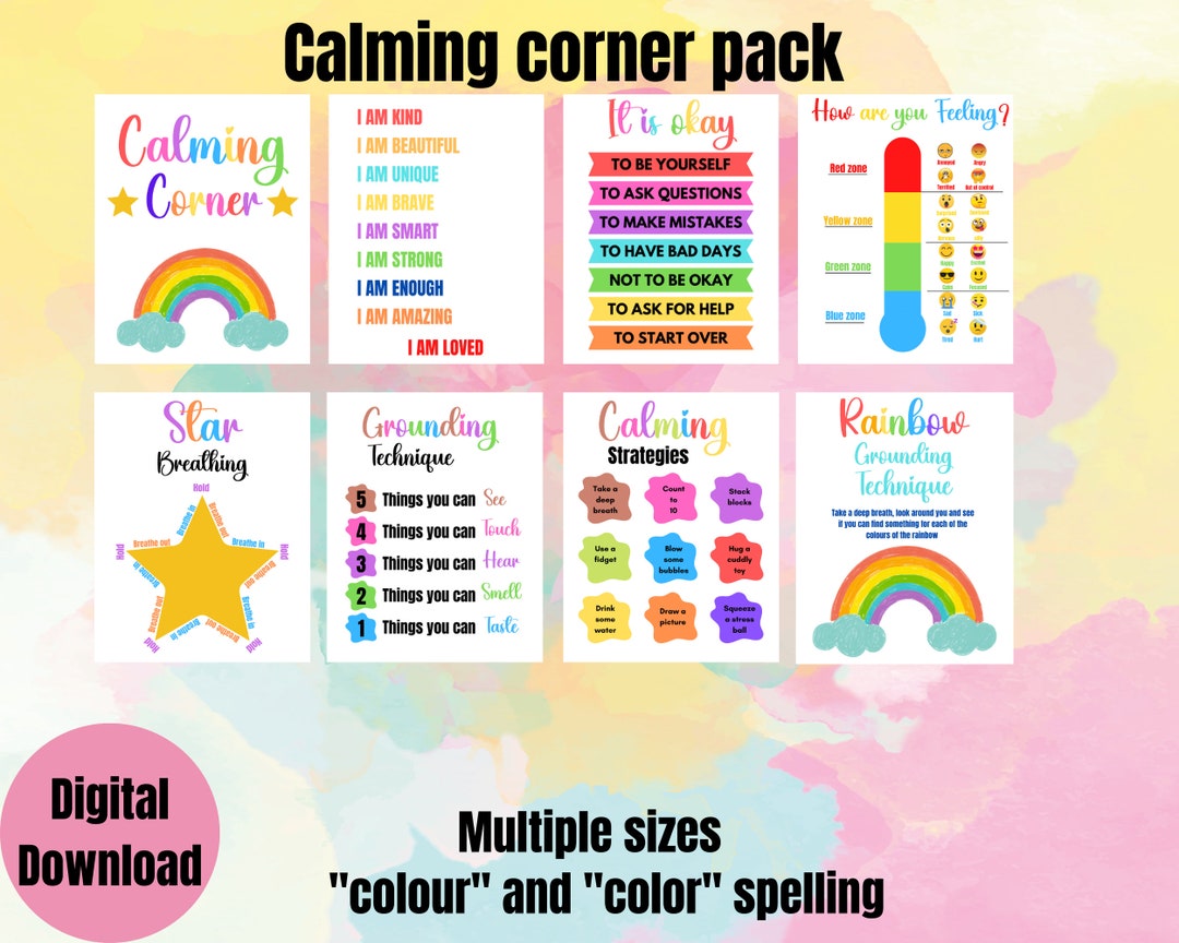 Printable Calm Down Corner, Classroom, Wall Art, Toddler, Kindy ...