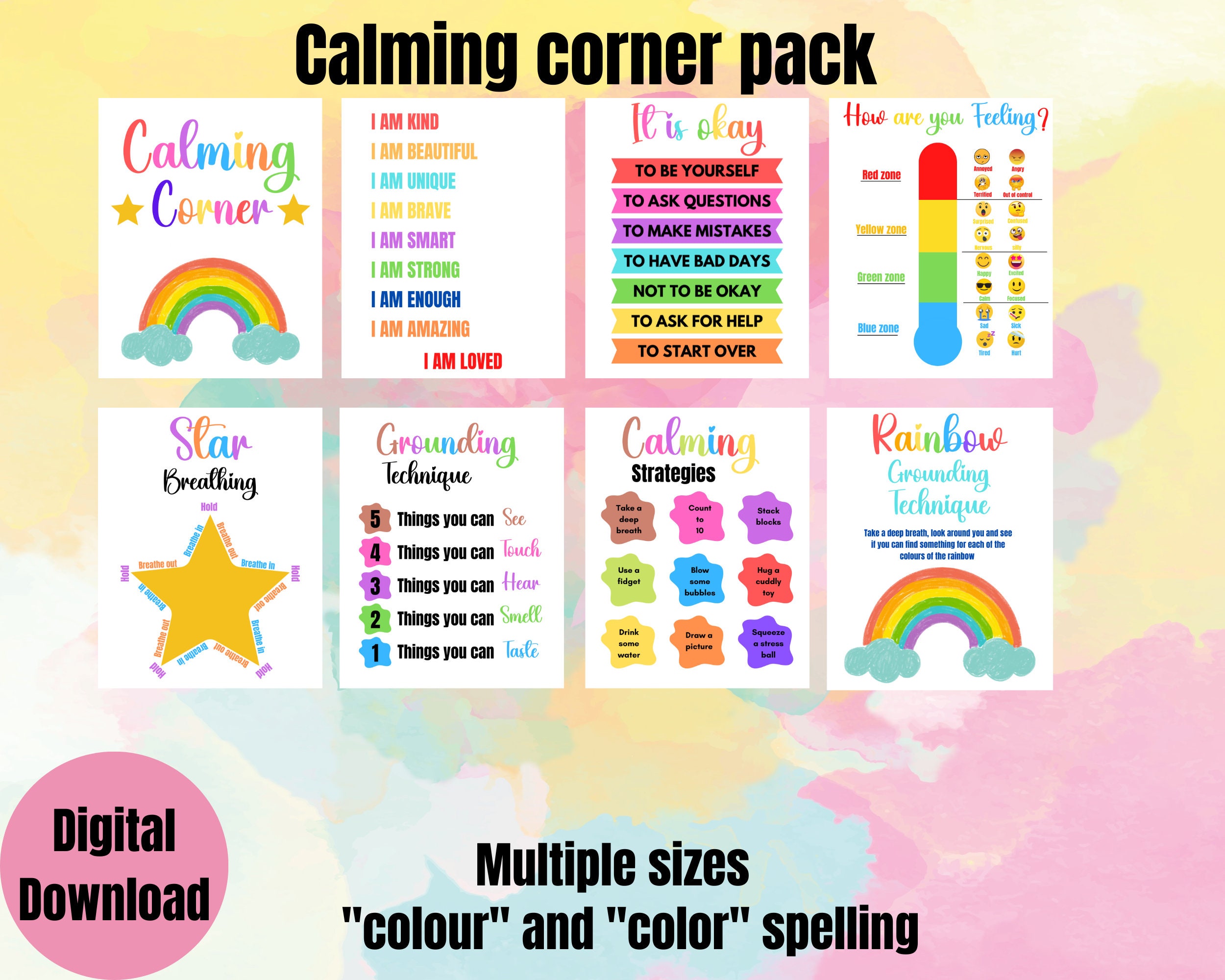 Printable Calm Down Corner, Classroom, Wall Art, Toddler, Kindy ...