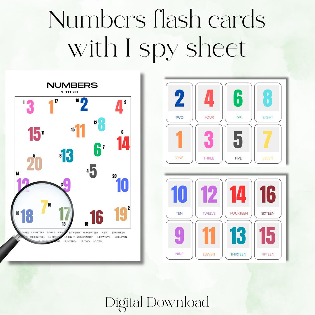Numbers Flash Cards & I Spy Printable – Digital Download - Etsy