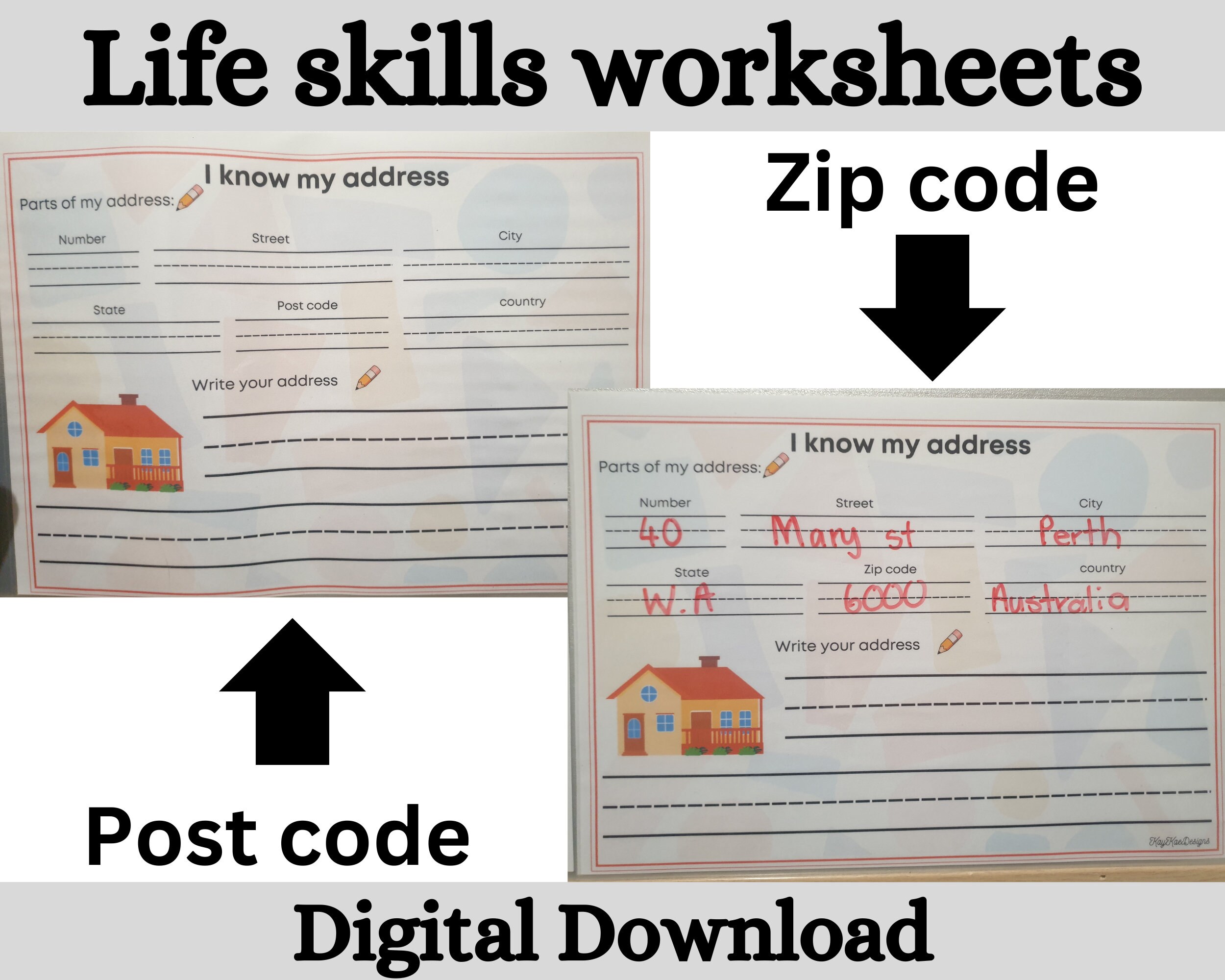 Life Skills Worksheets for Kid's, Printable Worksheets, I Can Write My ...