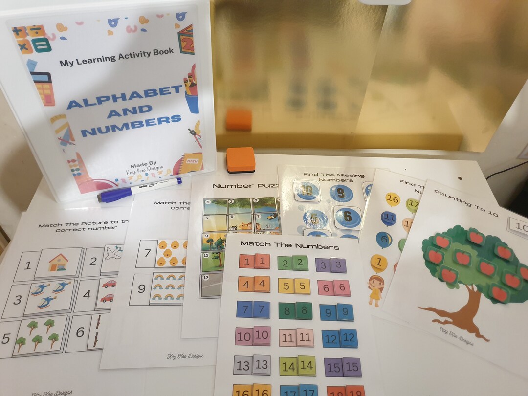 Alphabet and Numbers Printable Busy Book, Kid's Quiet Book, Activity ...