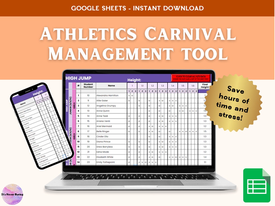 Athletics Carnival Management Tool - Spreadsheet - School Teacher Tool ...