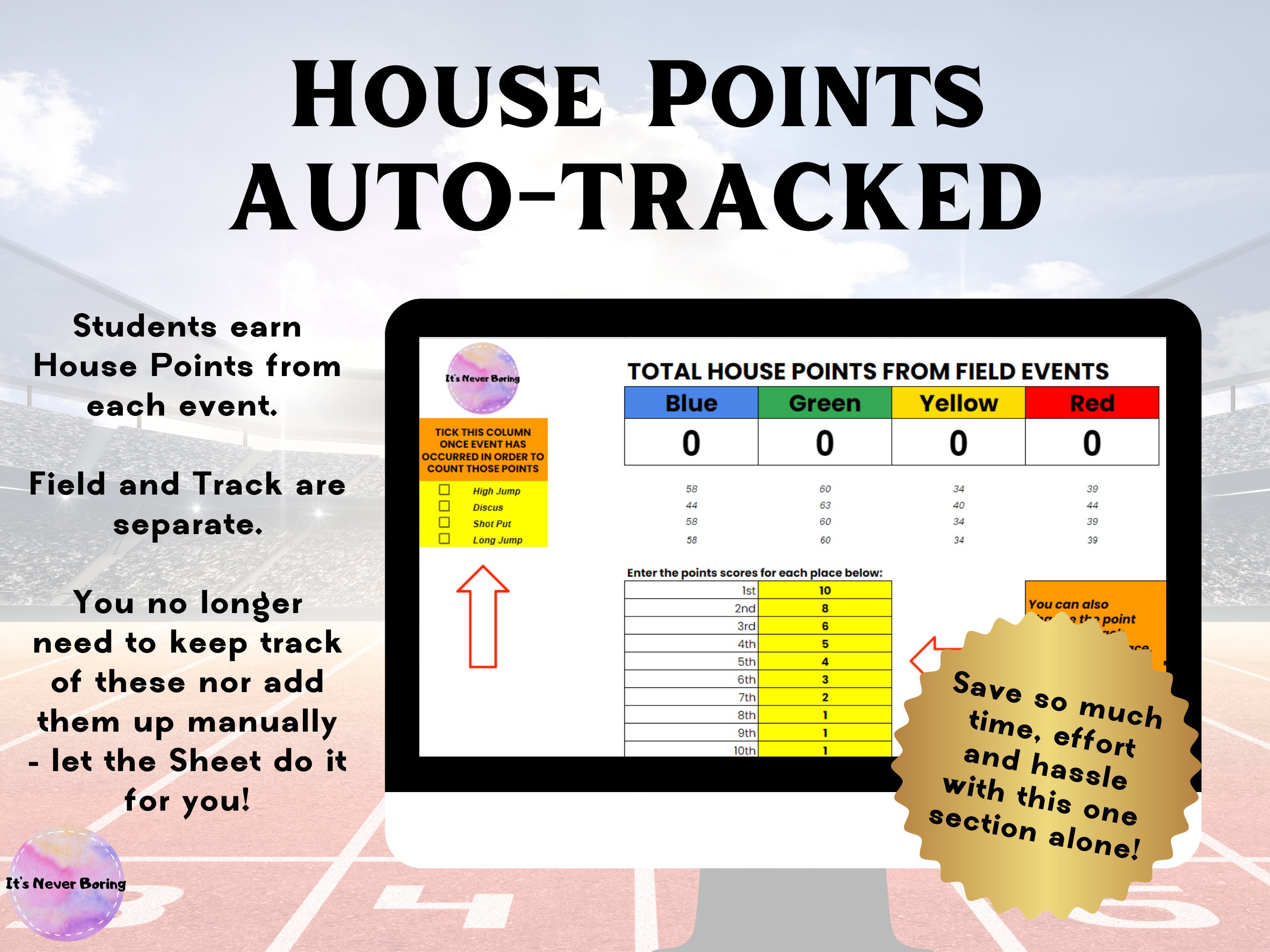 Athletics Carnival Management Tool - Spreadsheet - School Teacher Tool ...