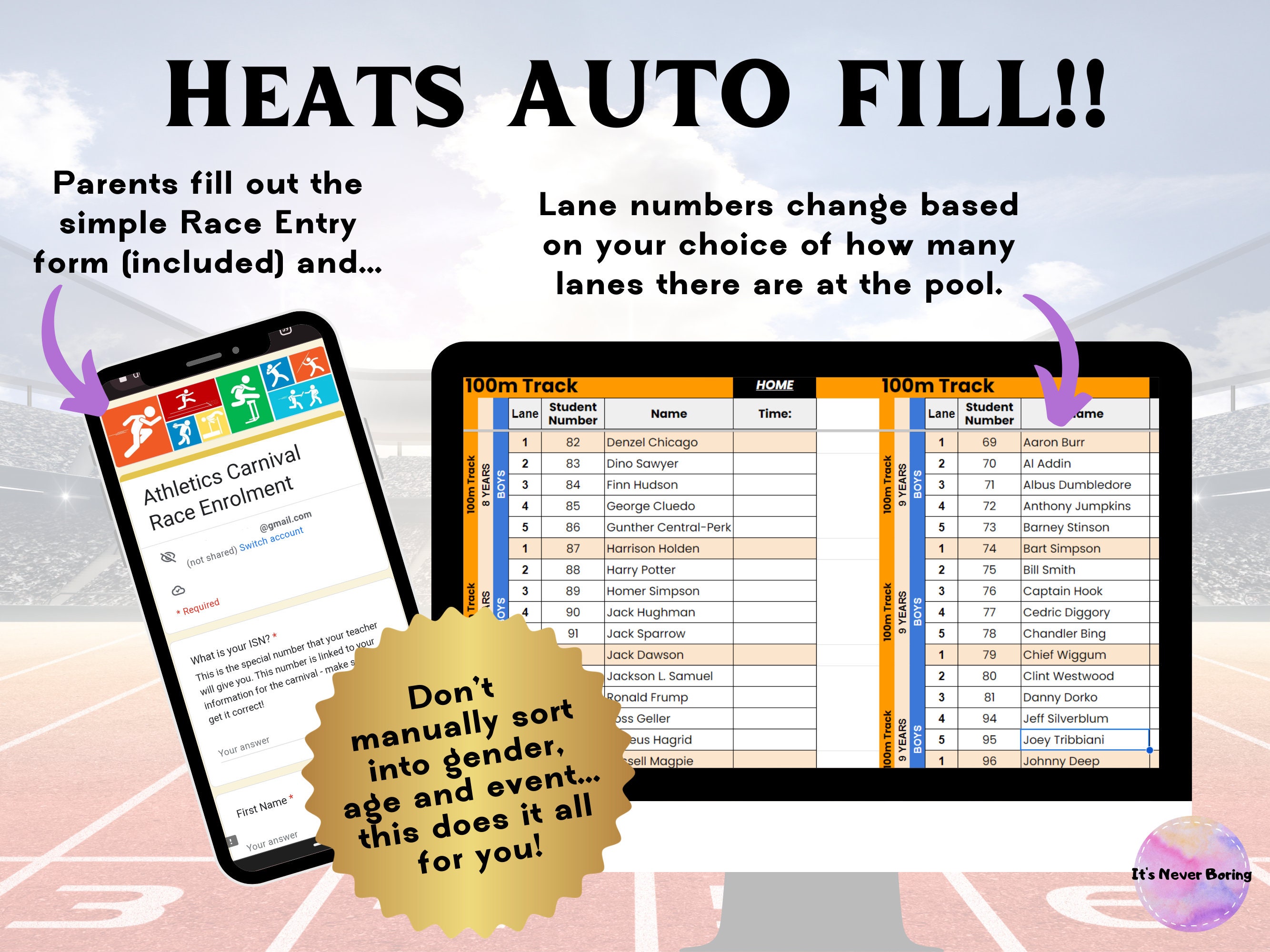Athletics Carnival Management Tool - Spreadsheet - School Teacher Tool ...