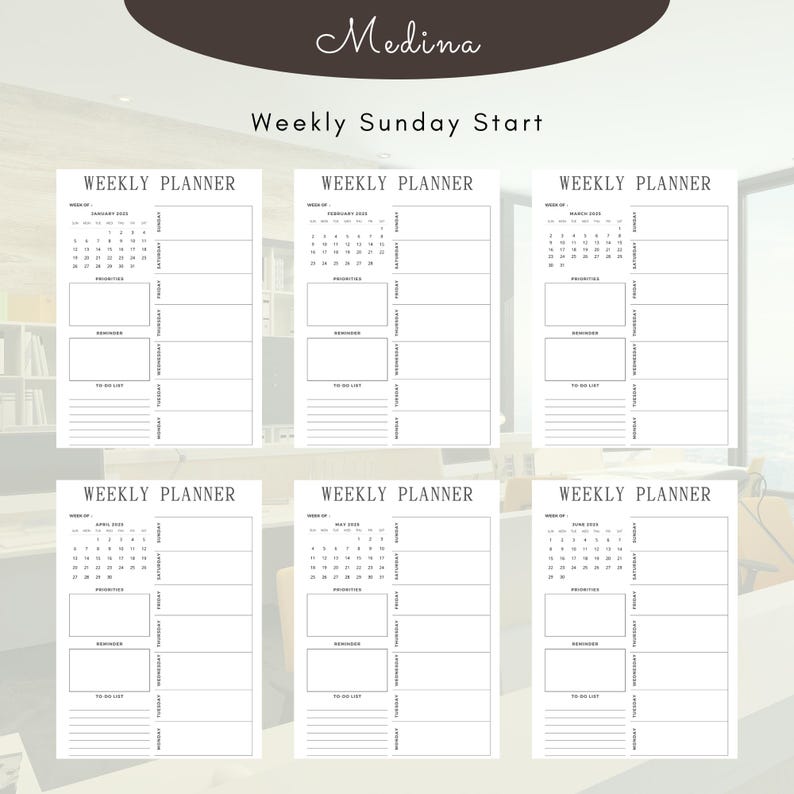 2025 Weekly Planner Printable Calendar Portrait Monday Sunday Start A4 ...