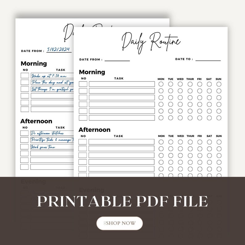Printable Daily Routine, Daily Checklist, Daily to Do List, Productive ...