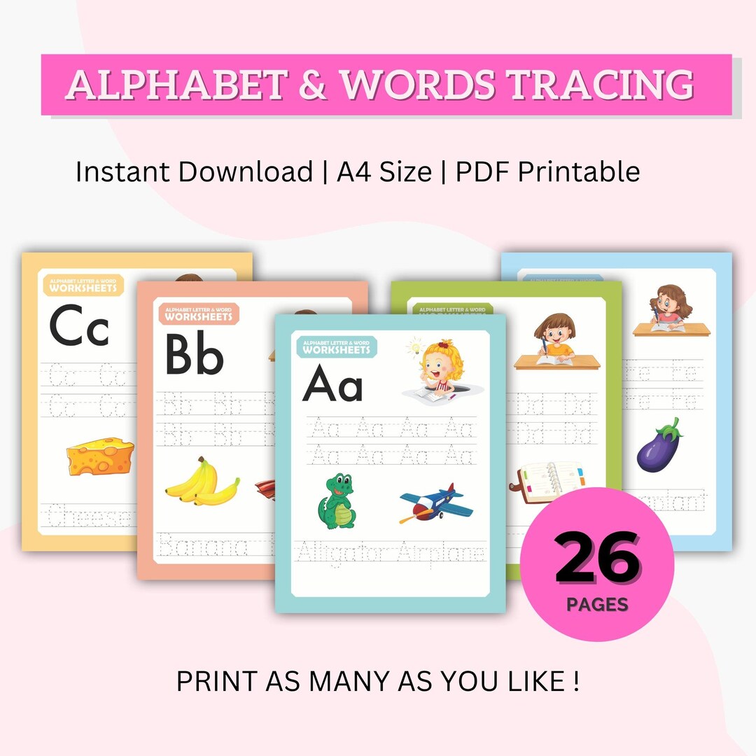 ABC & Sight Word Tracing Worksheets: Preschool Kindergarten Printable ...