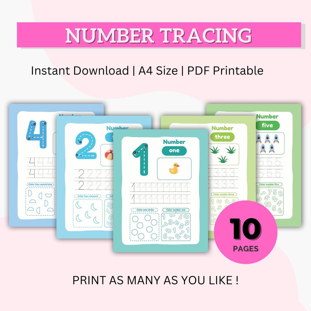 Number Tracing Worksheets: Preschool Handwriting Practice (PDF Download ...