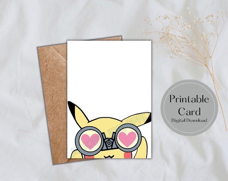 Digital Download, Printable Pokemon Cute Pikachu Card for Him or for ...