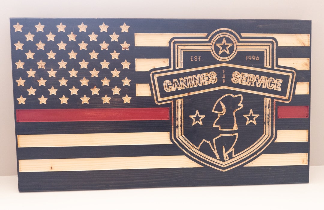Red Stripe Flag Engraved With Custom Logo - Etsy