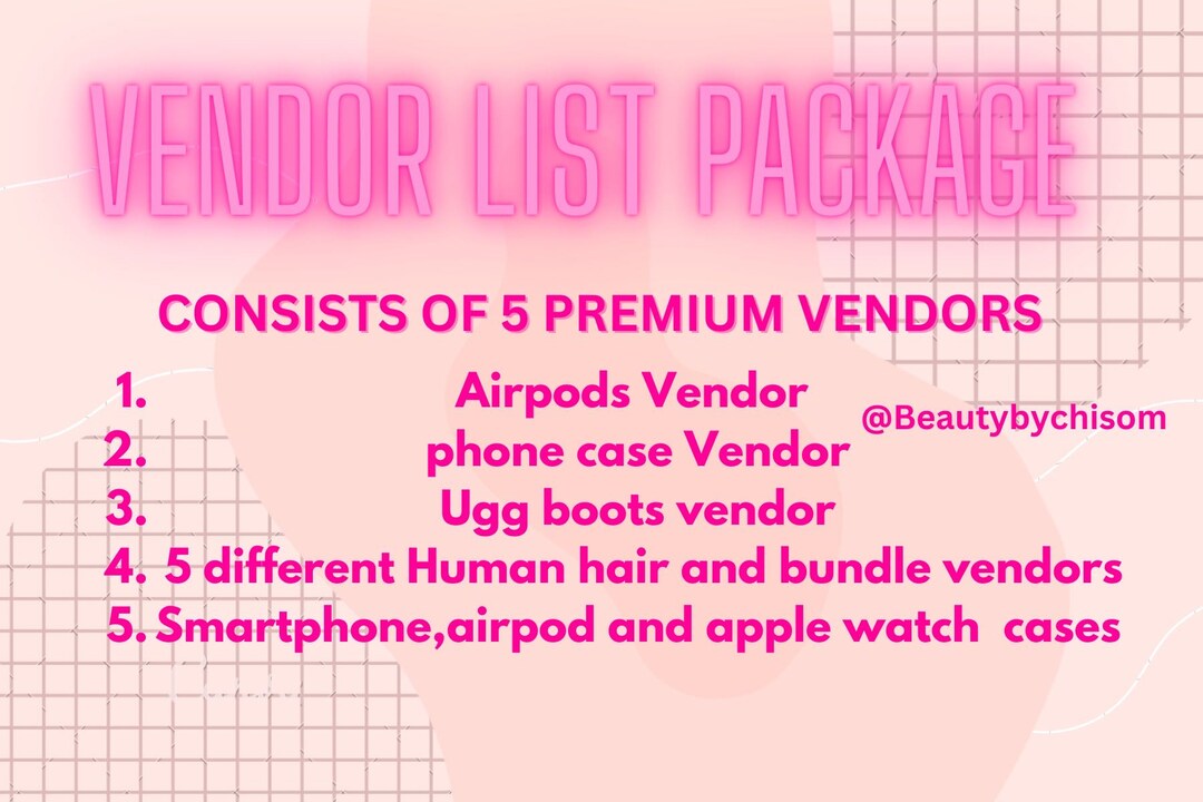 VENDOR LIST PACKAGE - Etsy