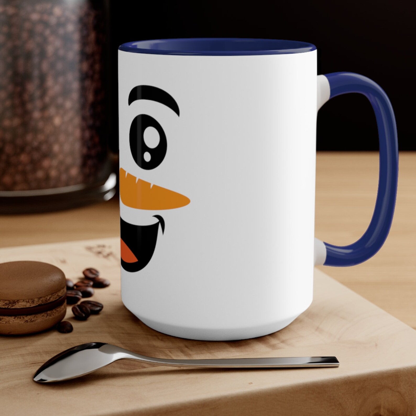 Snowman Face Christmas Mug - Two-tone Coffee Mugs, 15oz - Christmas Mug ...