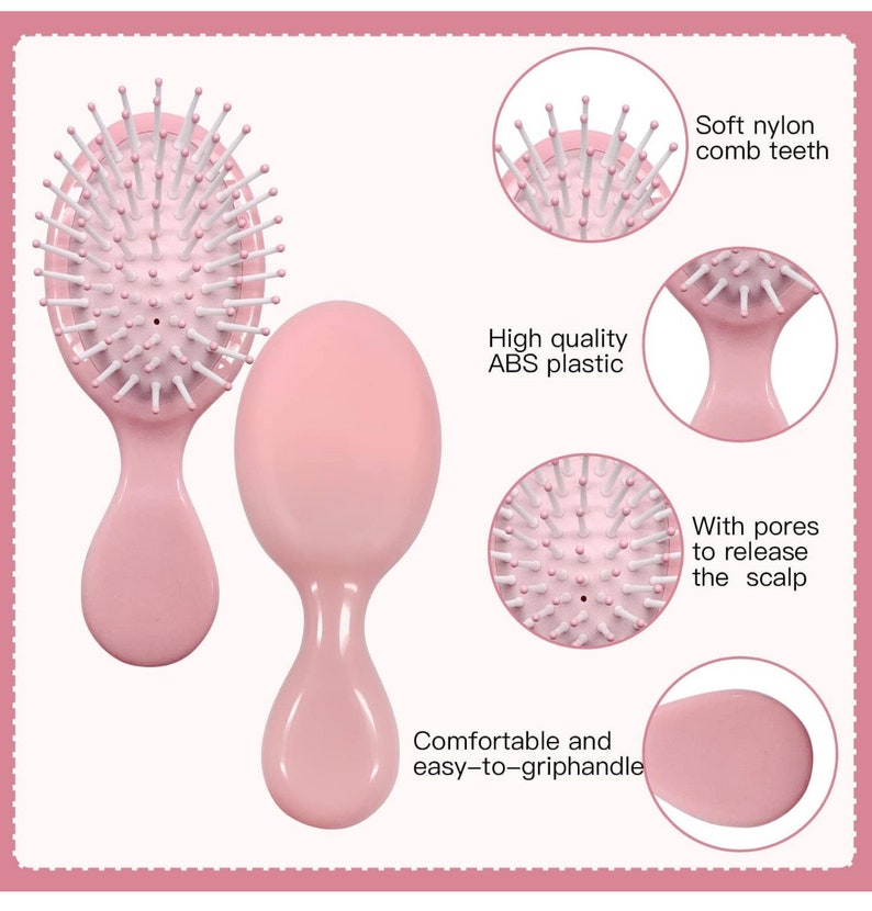 Pink Mini Hair Brush and Hair Comb / Travel Size Hair Brushes / Gift ...