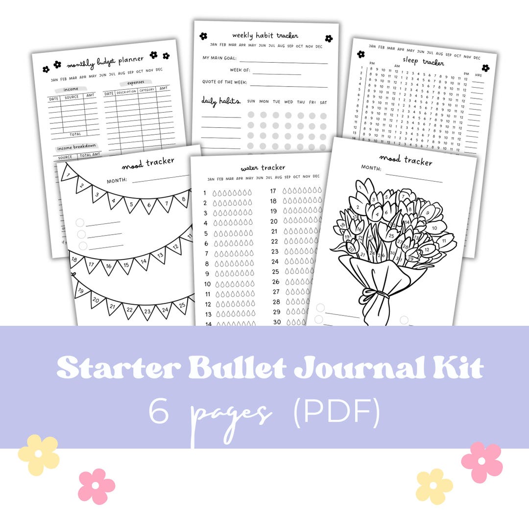 Printable Bullet Journal, Bullet Journal Kit, BUJO Starter Kit, Bullet ...