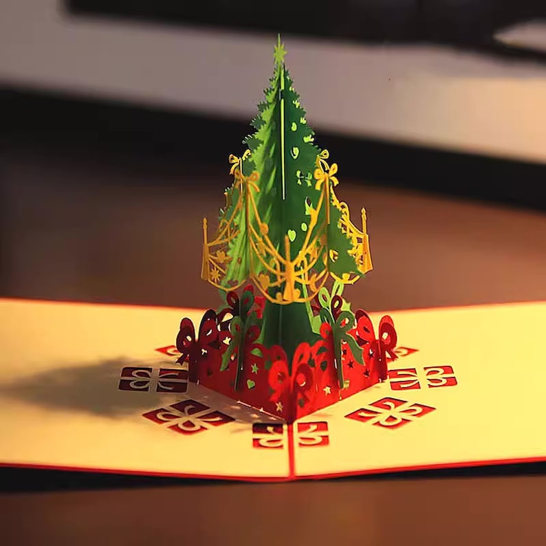 Elegant 3D Pop-up Christmas Card With Festive Tree and Wrapped Presents ...
