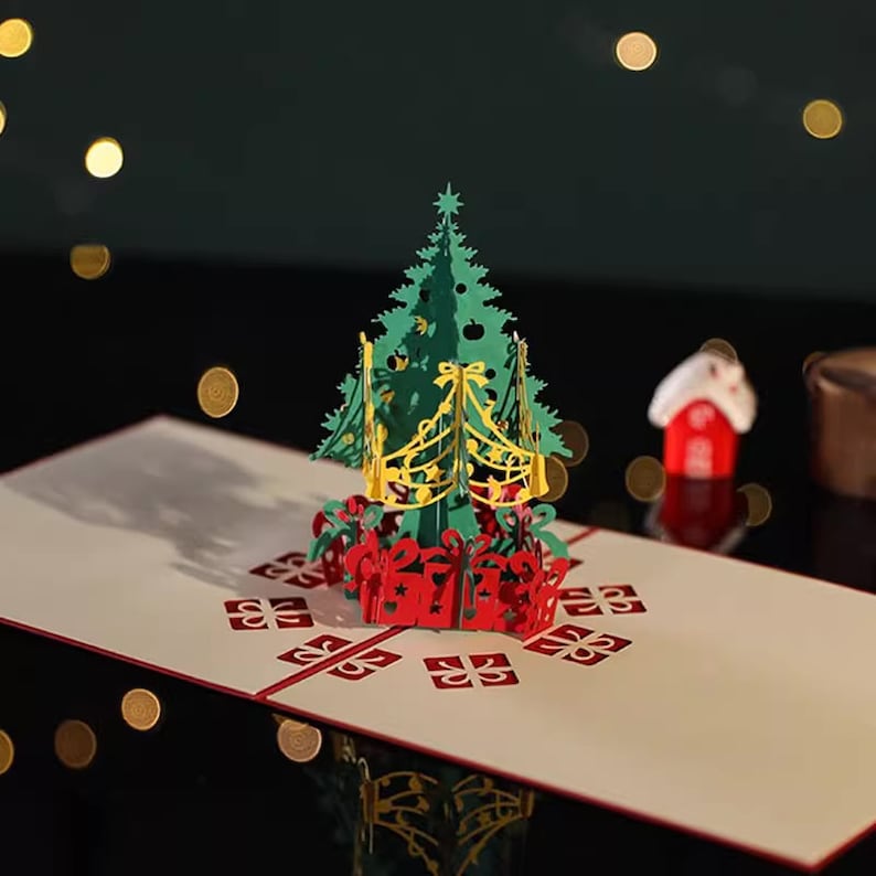 Elegant 3D Pop-up Christmas Card With Festive Tree and Wrapped Presents ...