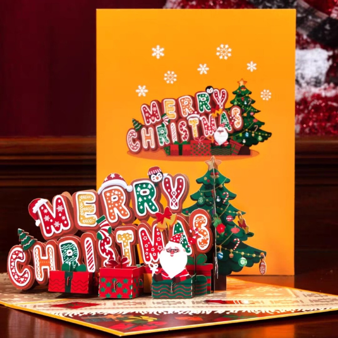 Christmas Letter Pop up Card - Yellow, Greeting Message Letters ...