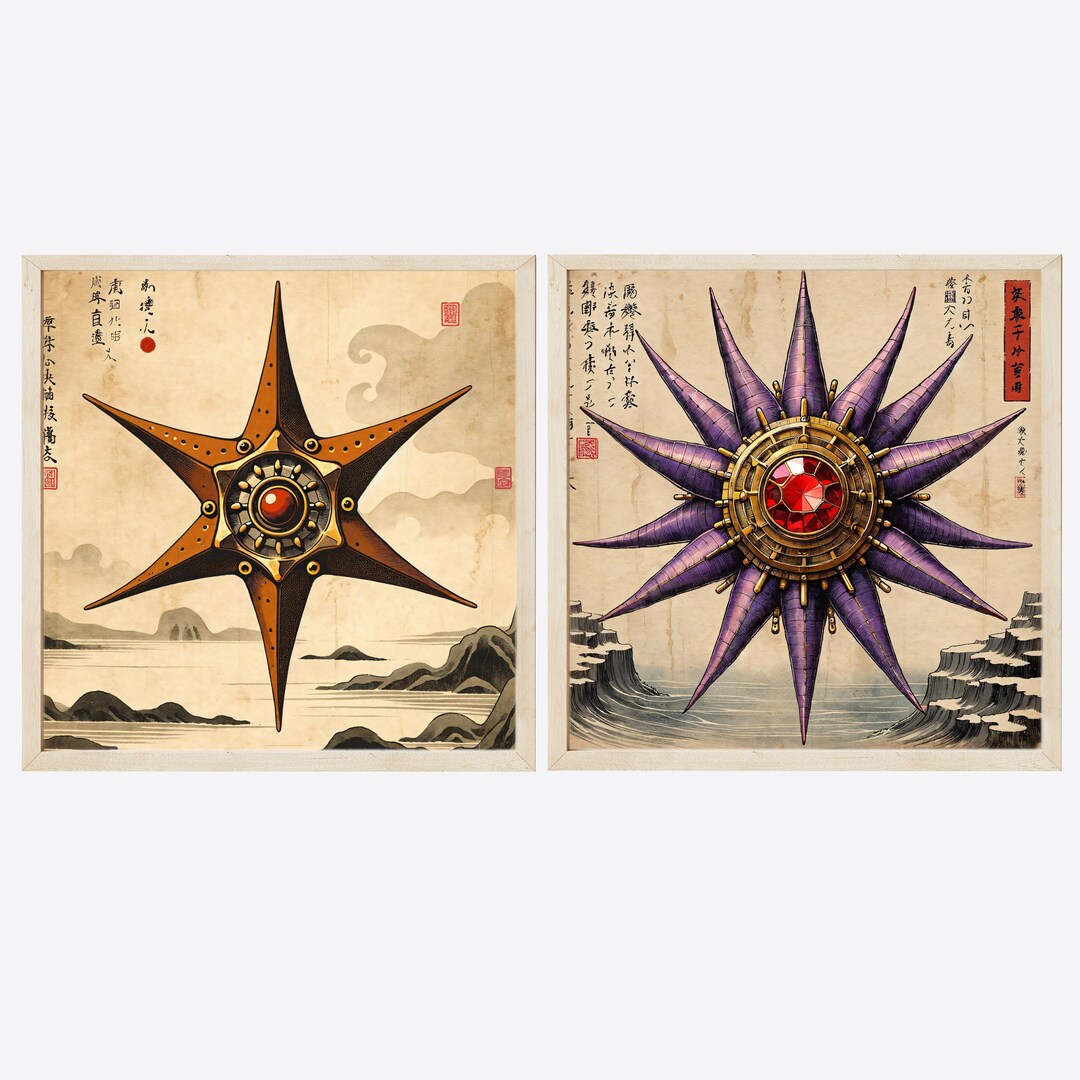 Staryu and Starme Pokemon Wall Art Prints - Vintage Ukiyo-e Style ...