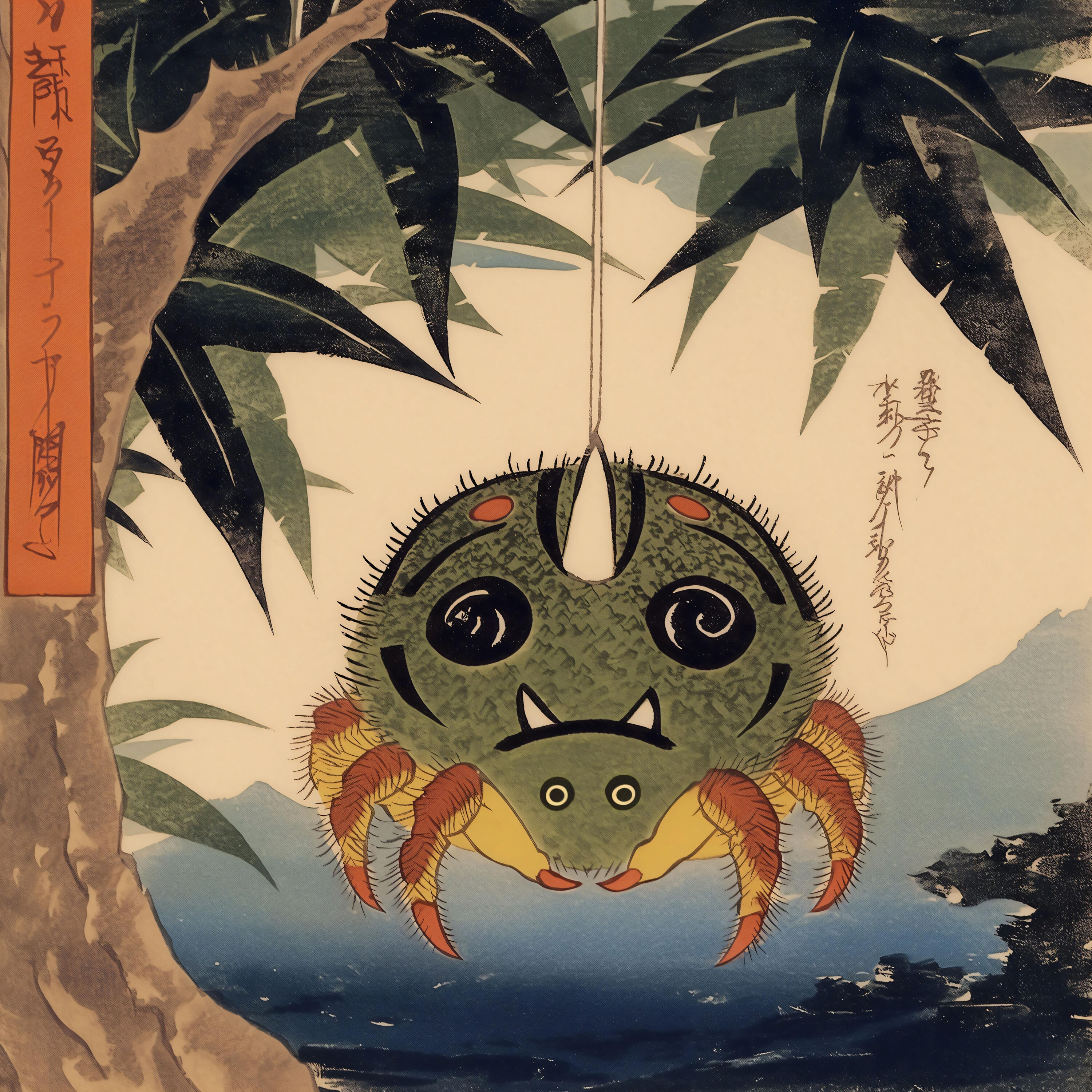 Spinarak and Ariados Pokemon Wall Art Prints - Vintage Ukiyo-e Style ...