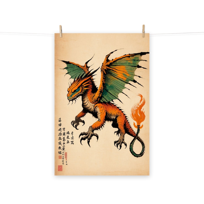 Charizard in Ancient Chinese Ink Painting Style - Long Format Pokemon ...