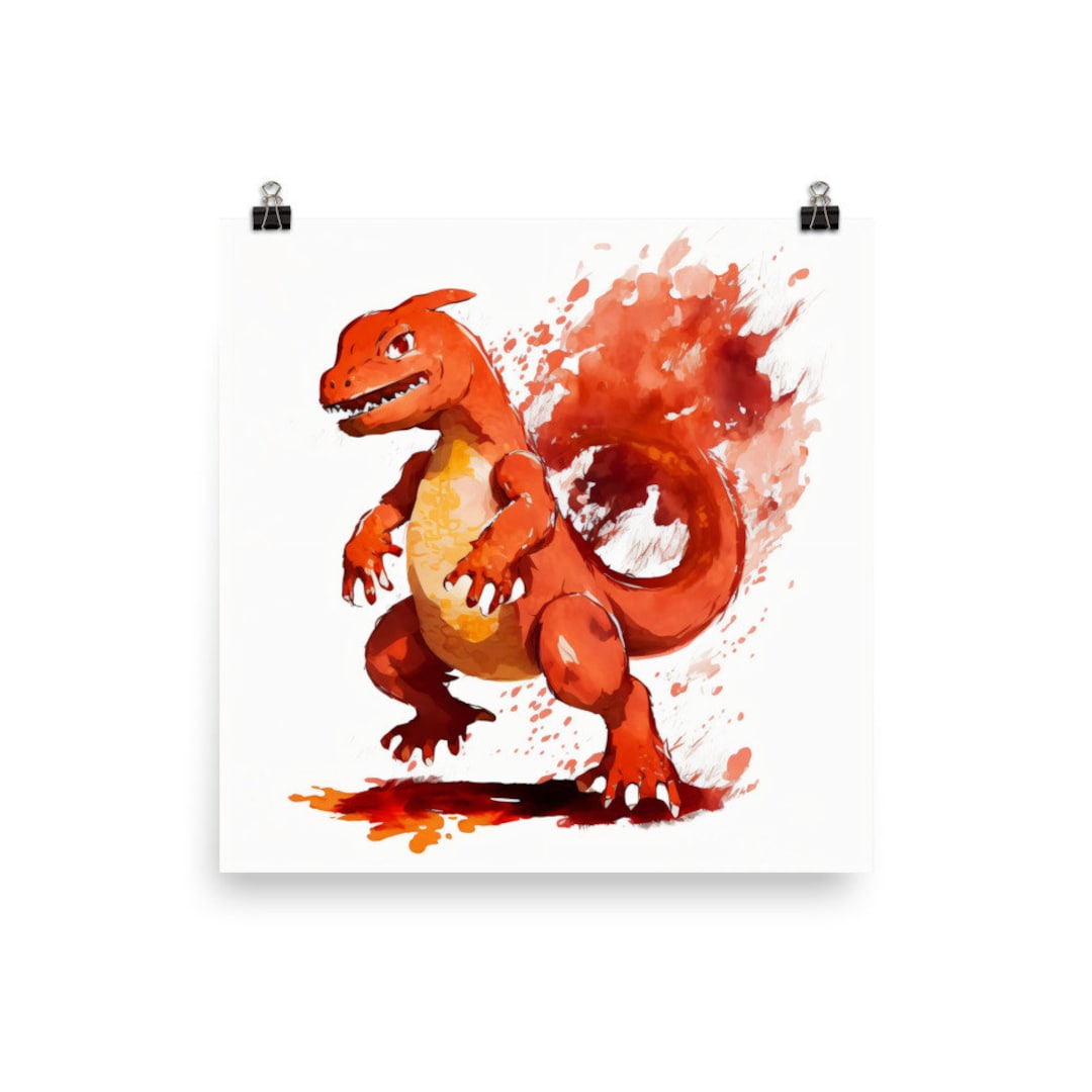 Charmeleon Poster - Vibrant Watercolor, Matte Finish Print, Evolved ...