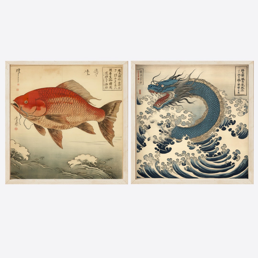 Gyarados and Magikarp Pokemon Wall Art Prints - DOWNLOAD ONLY - Ukiyoe ...