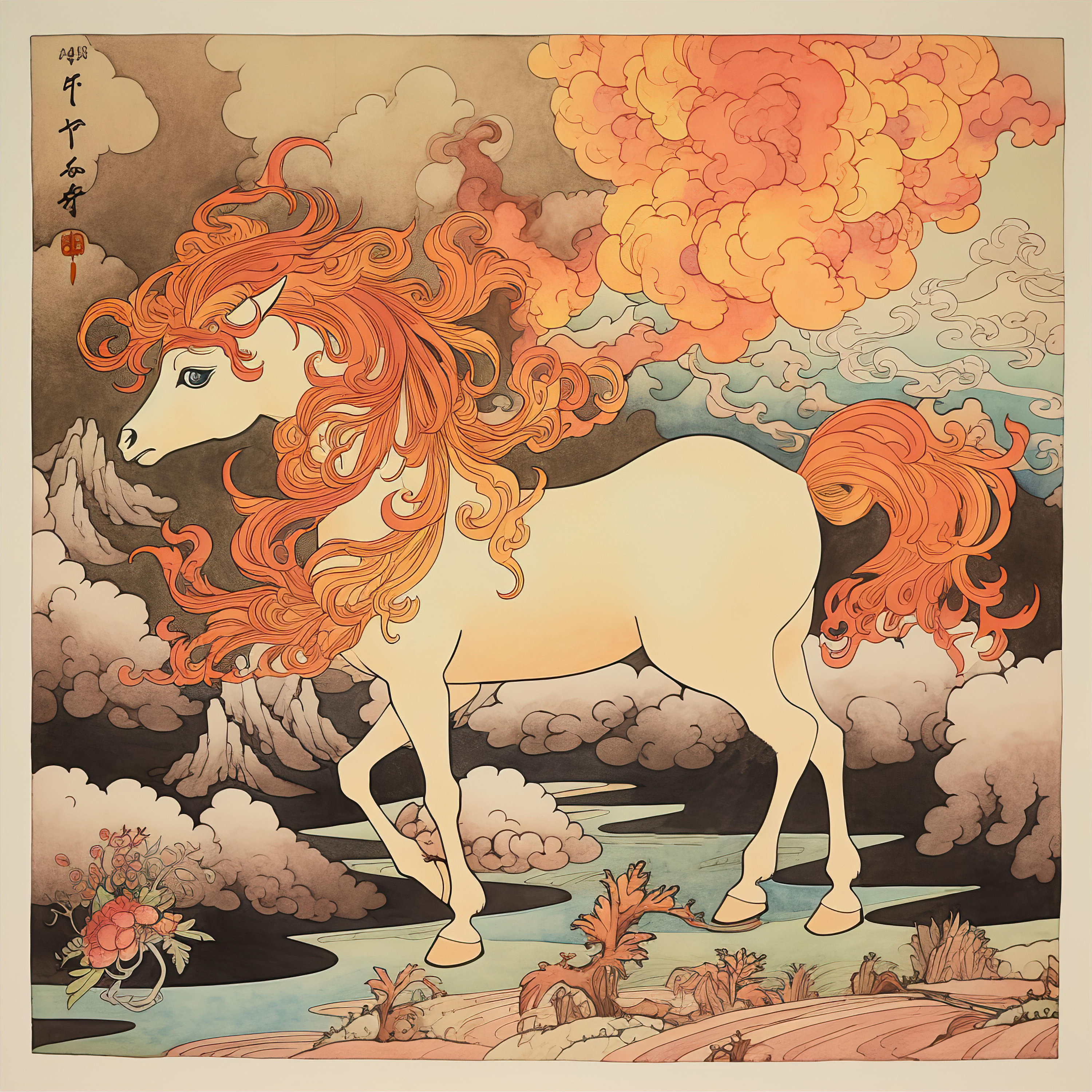 Ponyta and Rapidash Pokemon Wall Art Prints DOWNLOAD ONLY Ukiyoe Style ...