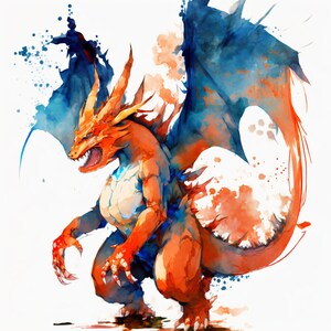 Charizard Poster - Stunning Watercolor, Matte Finish Print, Iconic ...