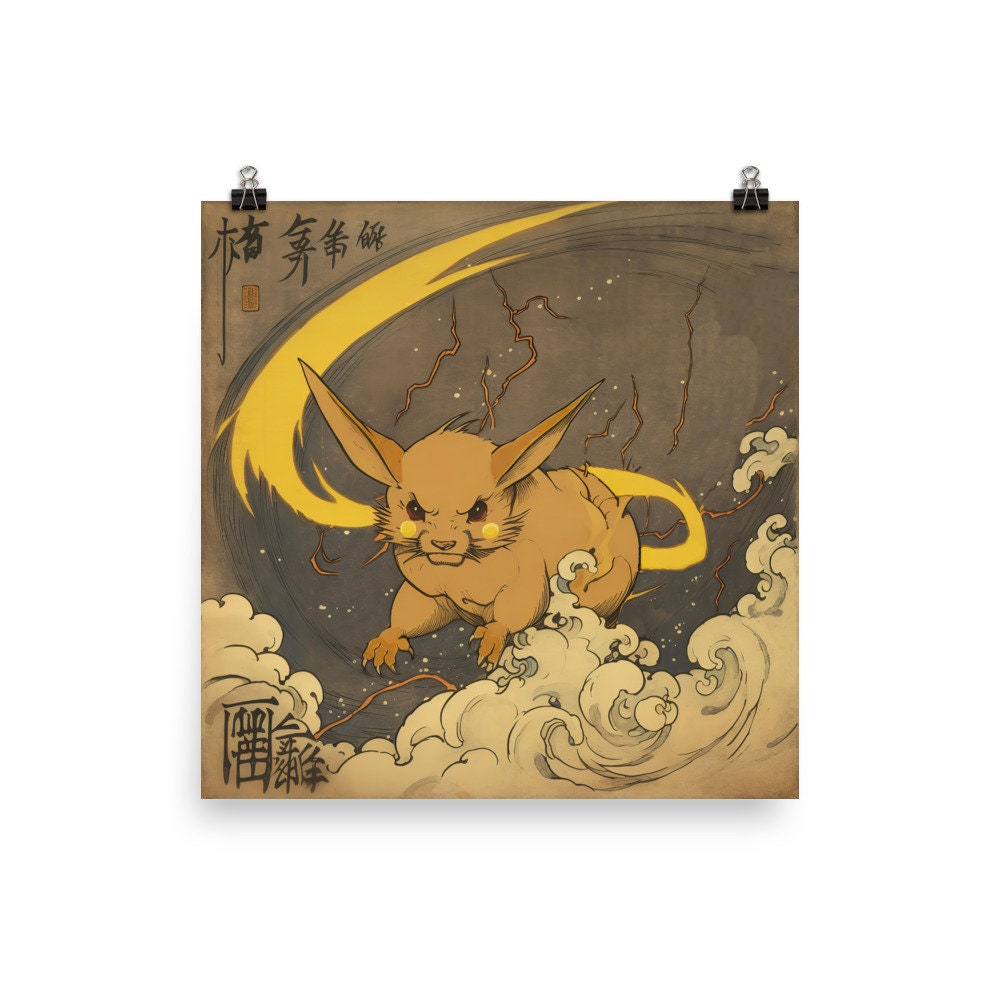 Ukiyo-e Raichu Poster, Japanese-inspired Pokémon Art, Matte Finish ...