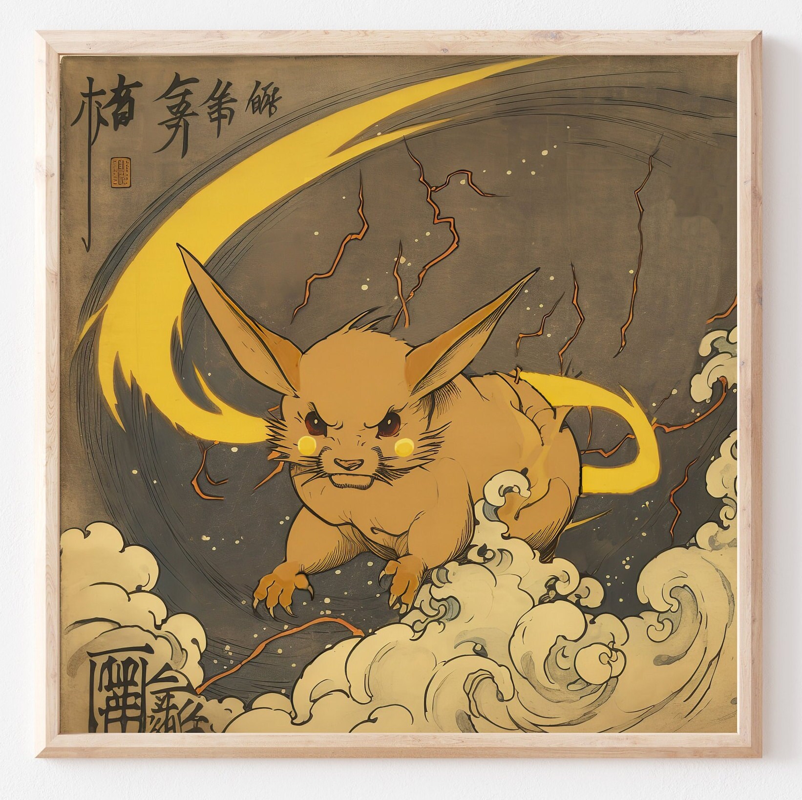 Raichu Pokemon Wall Art - DOWNLOAD ONLY, Vintage Ukiyo-e Style ...